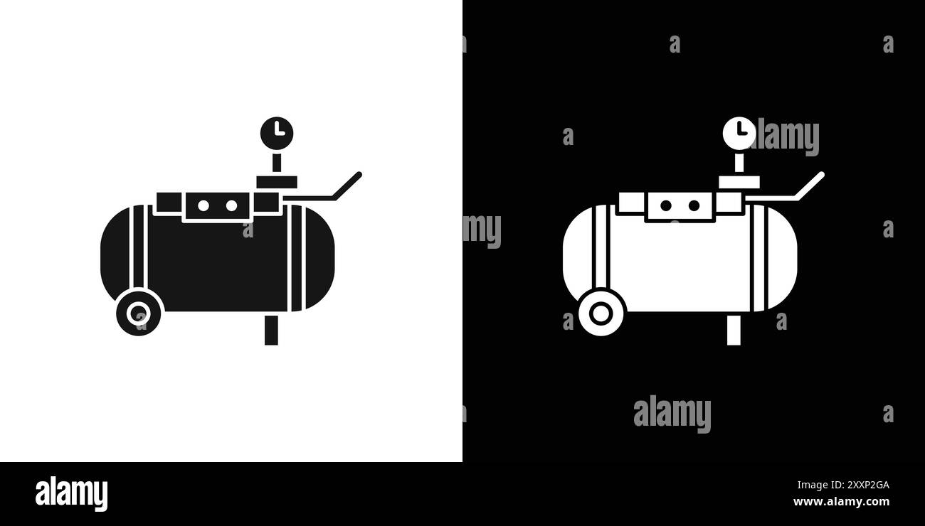 Air compressor pump icon Black line art vector in black and white ...