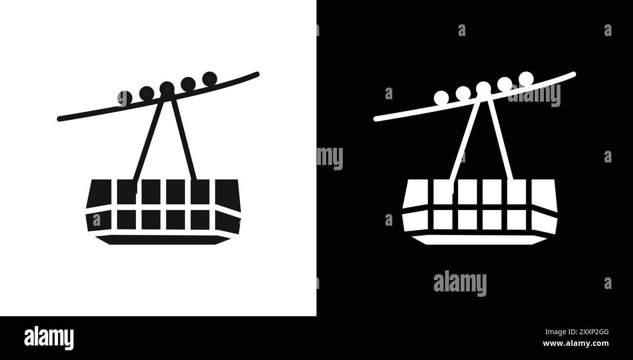 aerial tramway icon Black line art vector in black and white outline ...