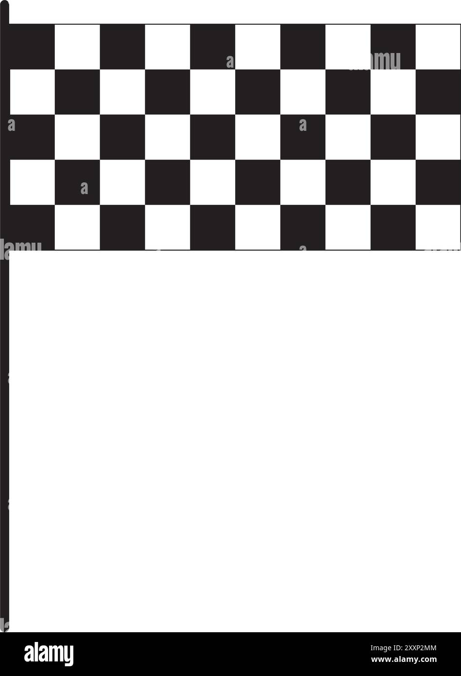 Flat race flag with checkered black and white print. Start or finish symbol on sport car ...
