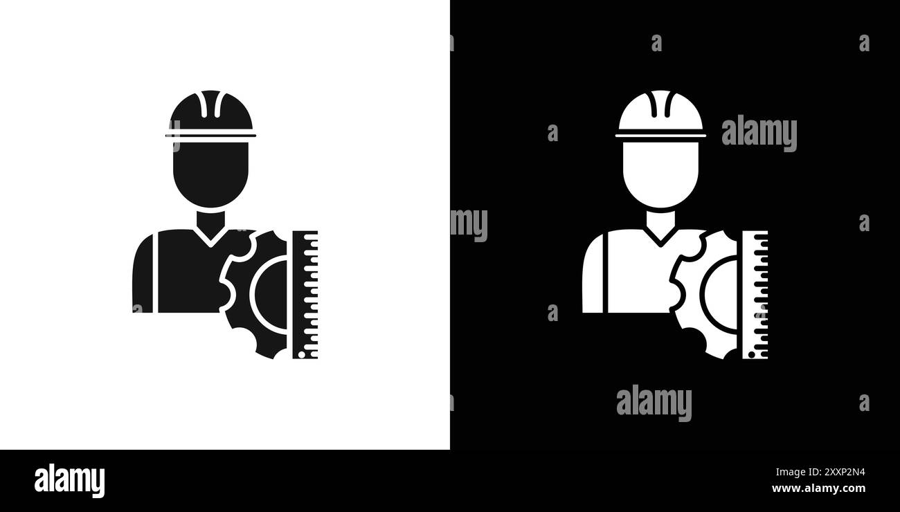 engineering service icon Black line art vector in black and white ...