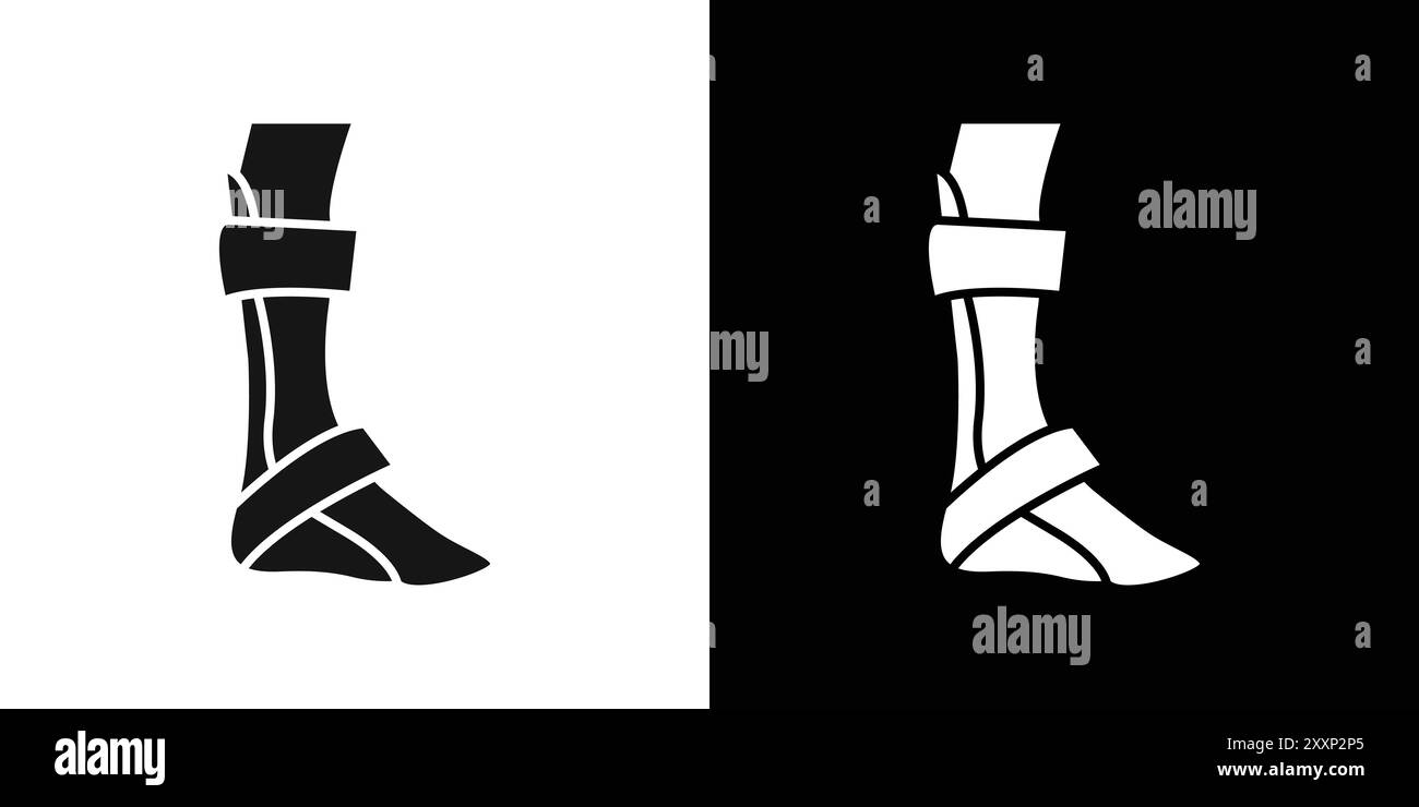 Foot splint icon Black line art vector in black and white outline set ...