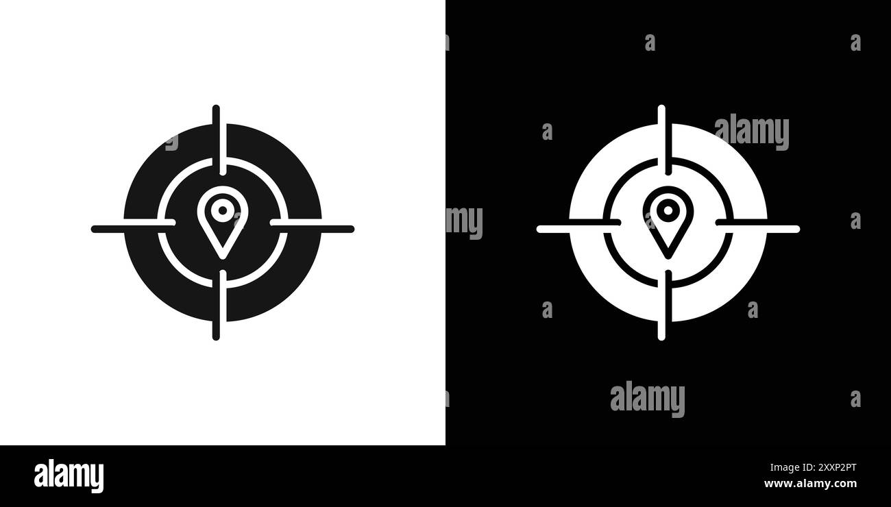 Geo Targeting icon Black line art vector in black and white outline set ... Geo Targeting icon Black line art vector in black and white outline set ...