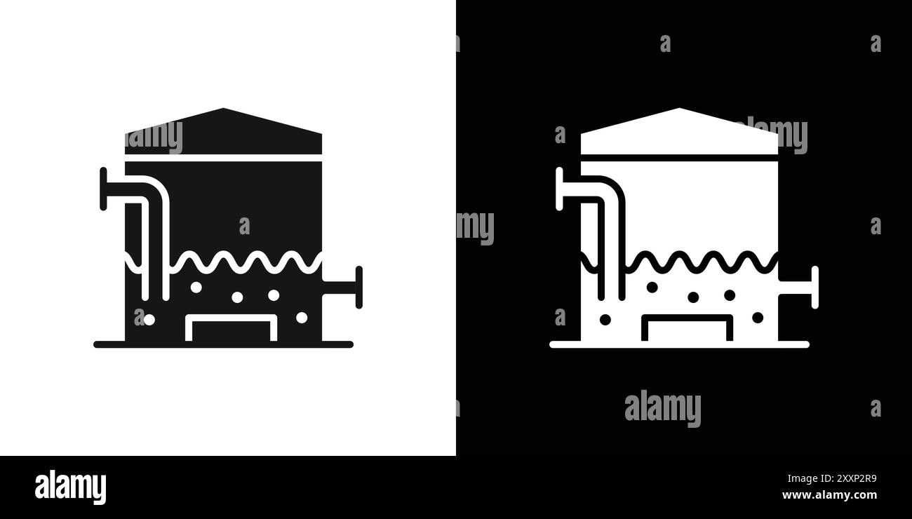 anaerobic digestion biomass icon Black line art vector in black and white outline set collection ...