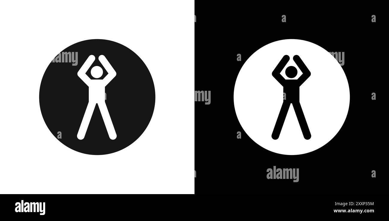 Fitness exercise icon Black line art vector in black and white outline set collection sign Stock ...