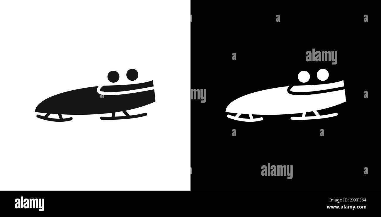 Bobsleigh icon Black line art vector in black and white outline set ...