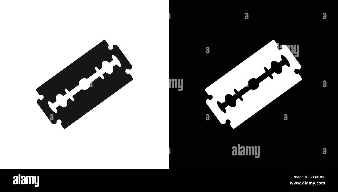 Blade razor icon Black line art vector in black and white outline set ...