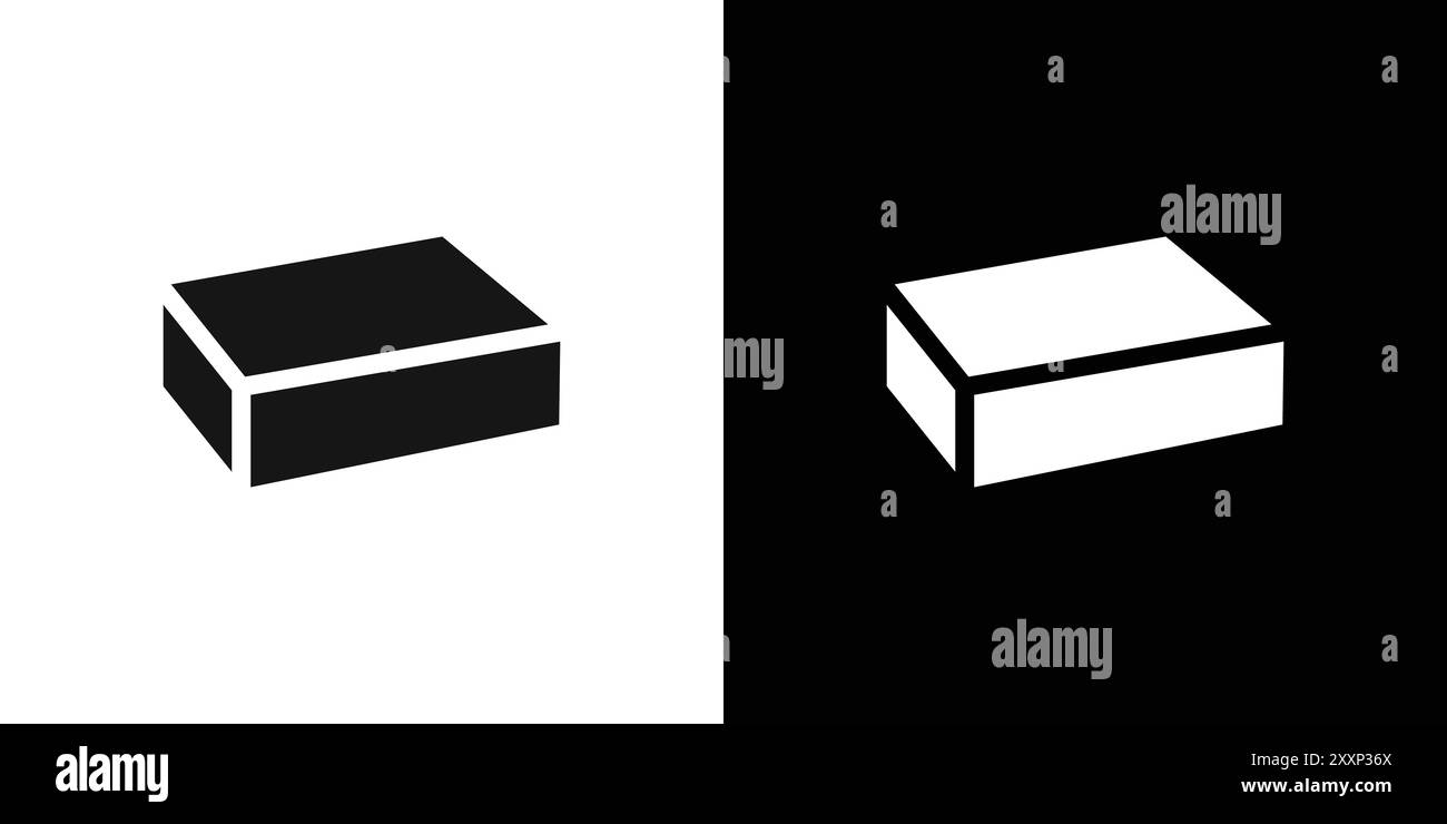 Box icon Black line art vector in black and white outline set ...