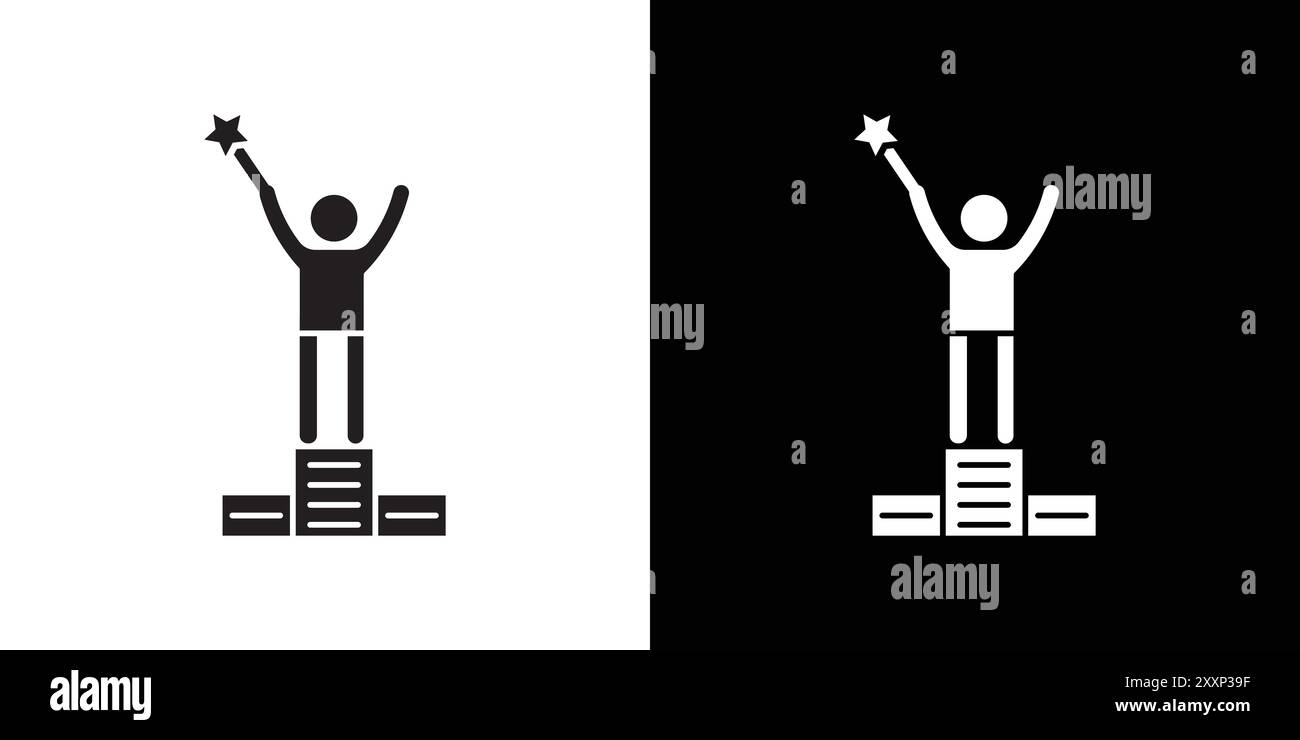 Champion icon Black line art vector in black and white outline set ...