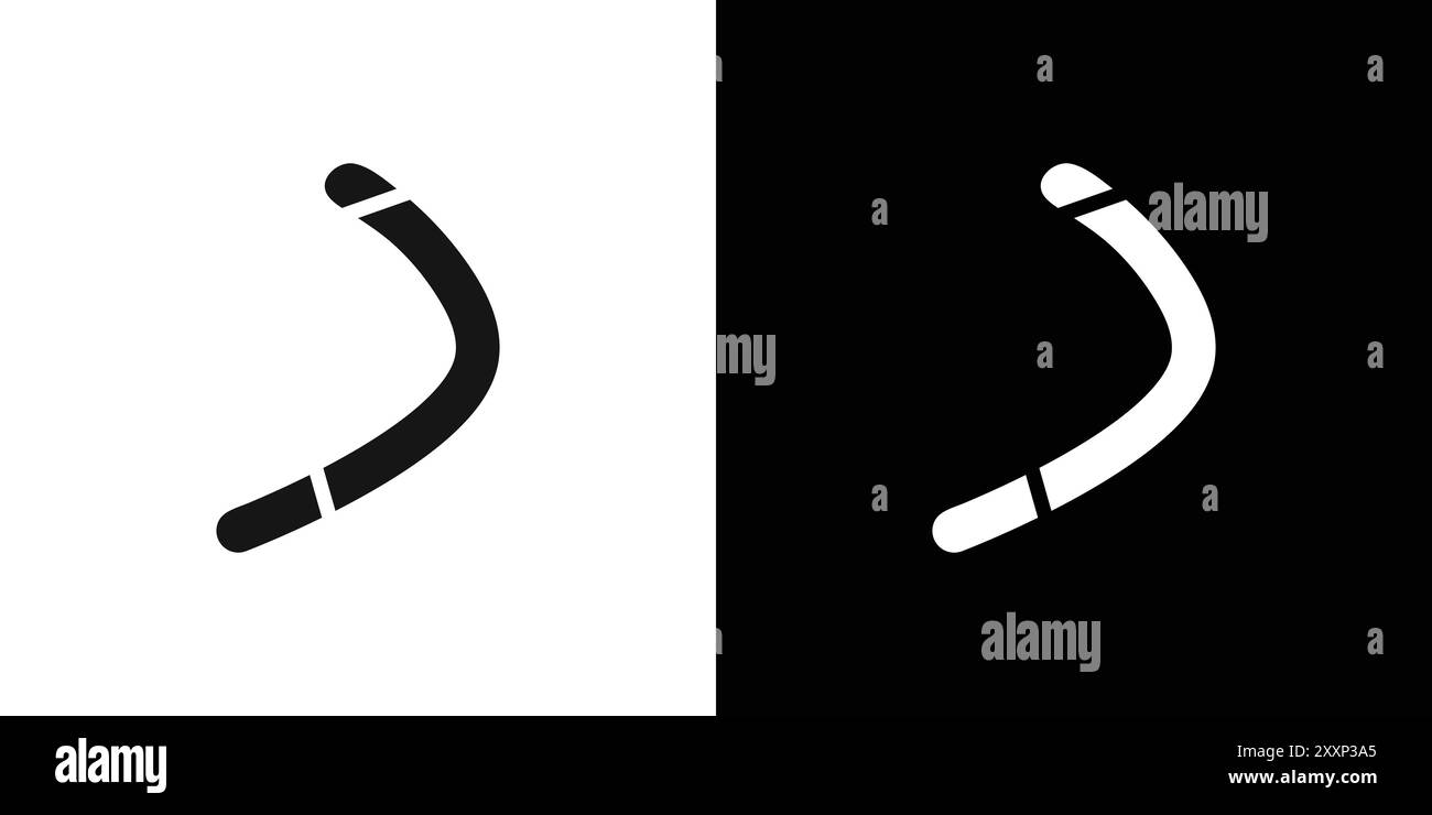 Boomerang Icon Black line art vector in black and white outline set collection sign Stock Vector ...