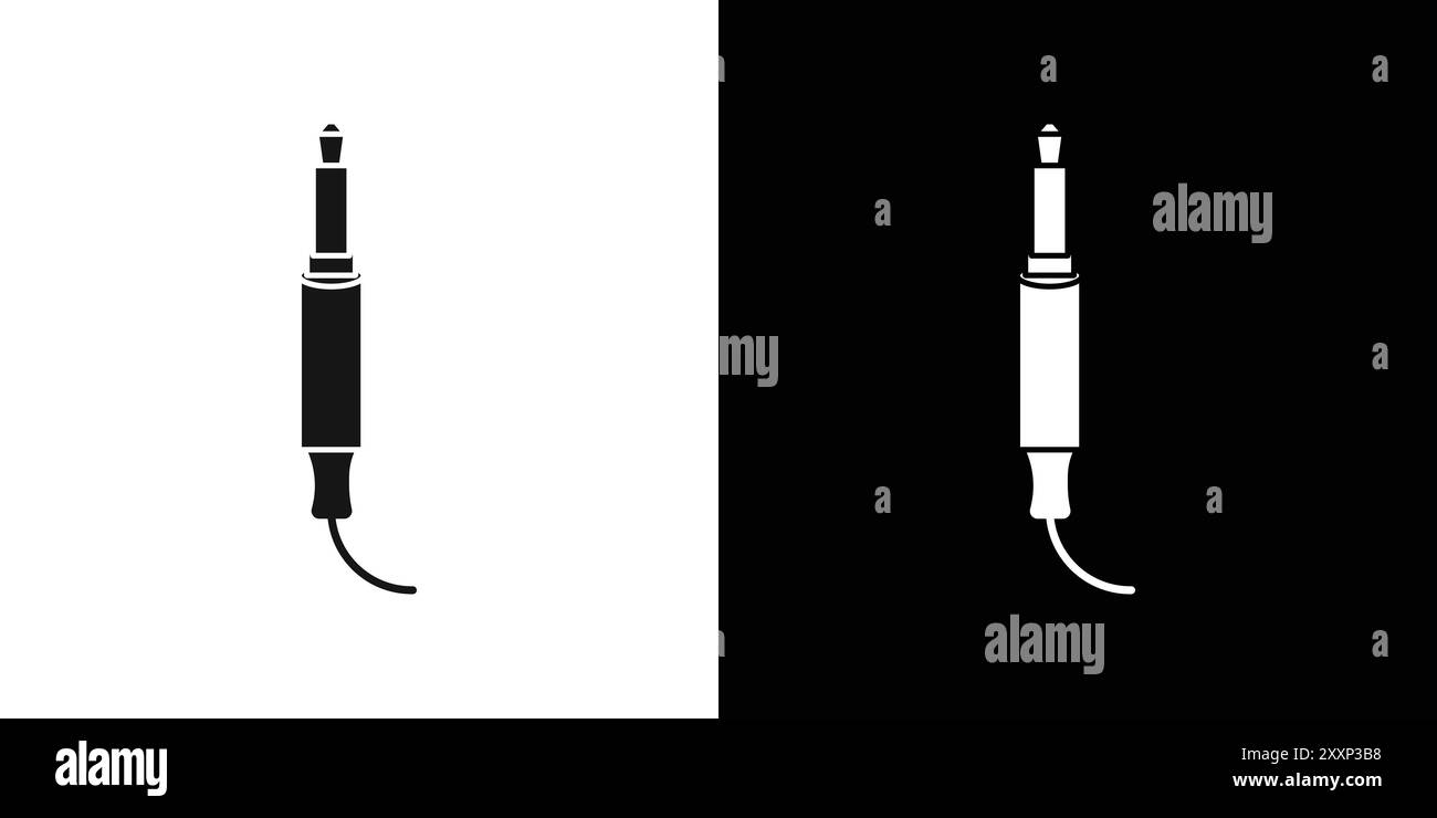 Jack cable icon Black line art vector in black and white outline set ...
