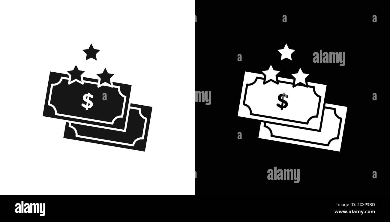 Cash bonus icon Black line art vector in black and white outline set ...