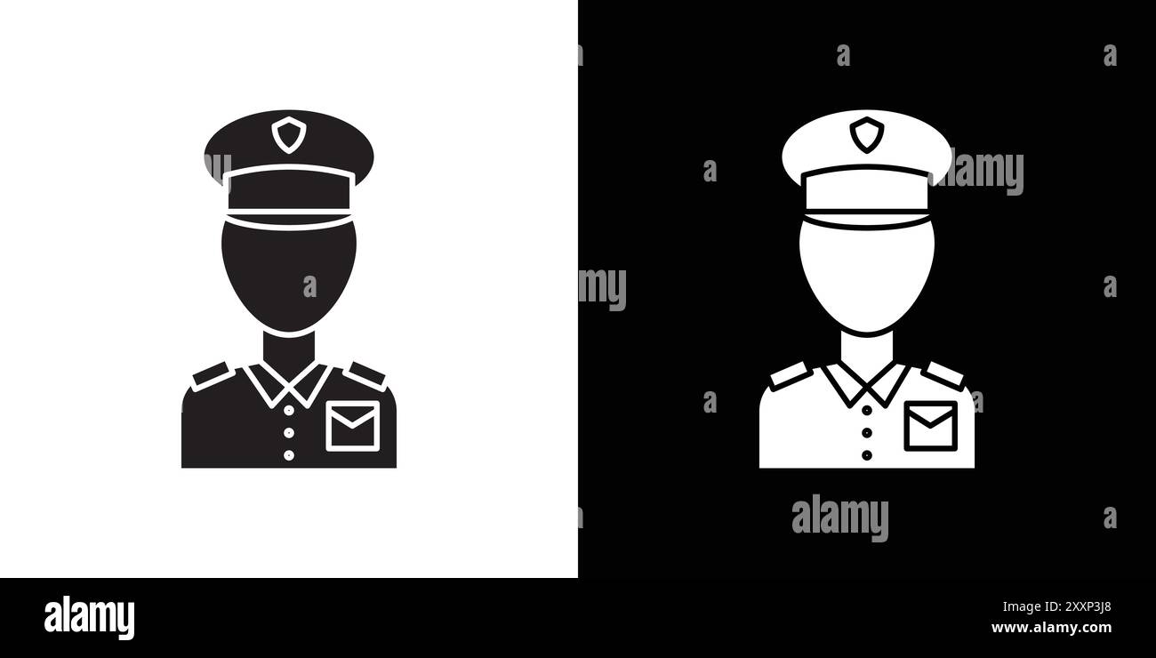 Male chief officer icon Black line art vector in black and white ...
