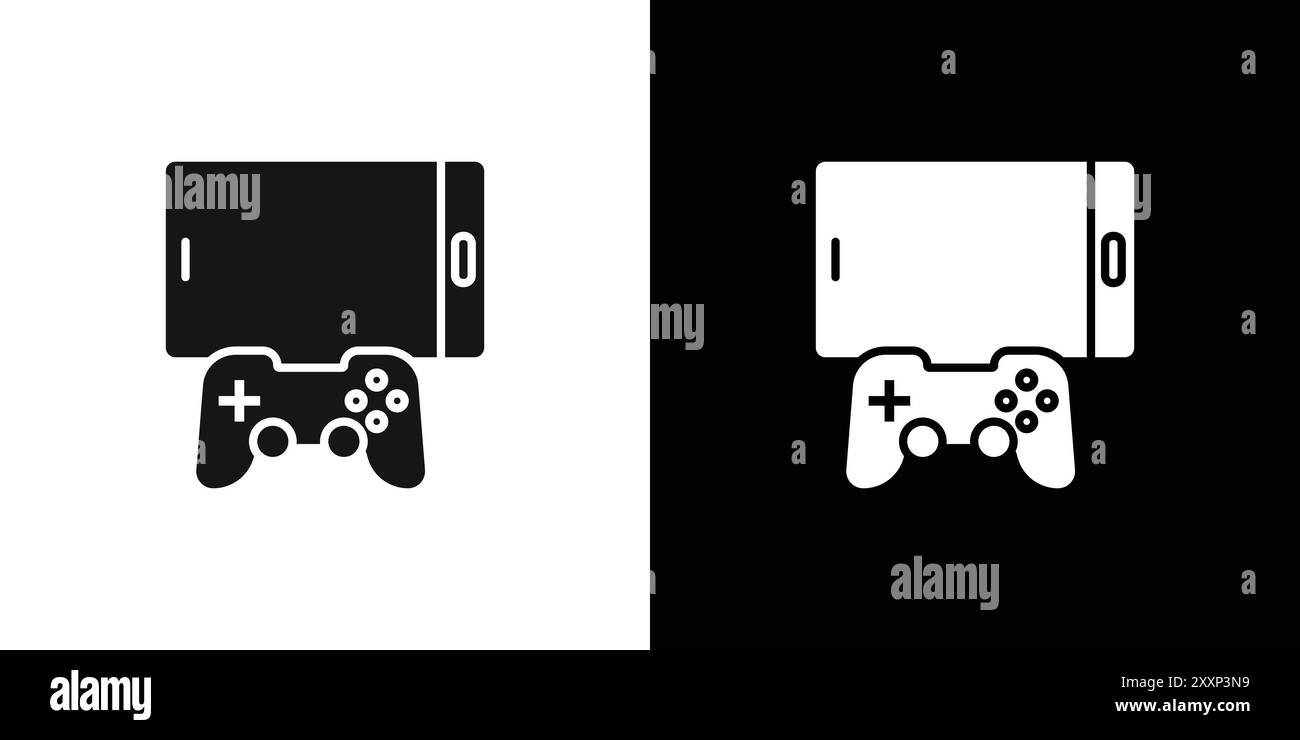 mobile phone game icon Black line art vector in black and white outline ...