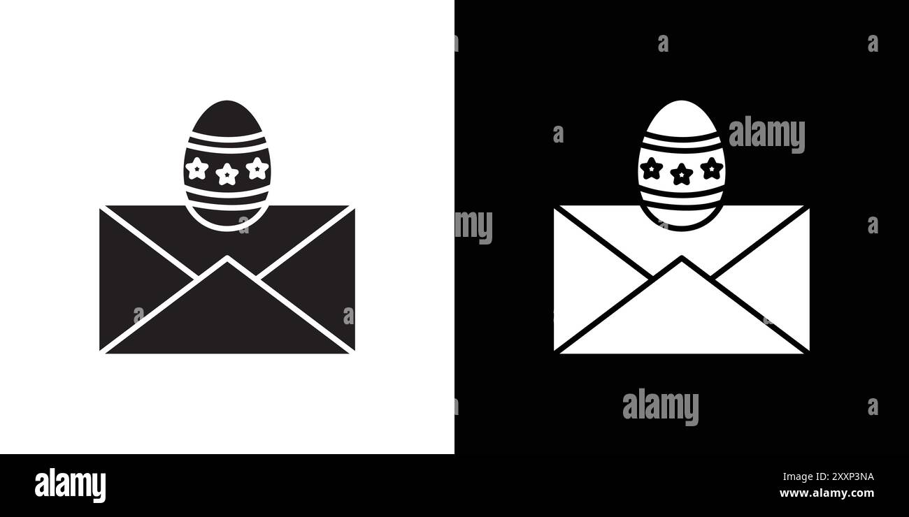 Easter Message icon Black line art vector in black and white outline ...