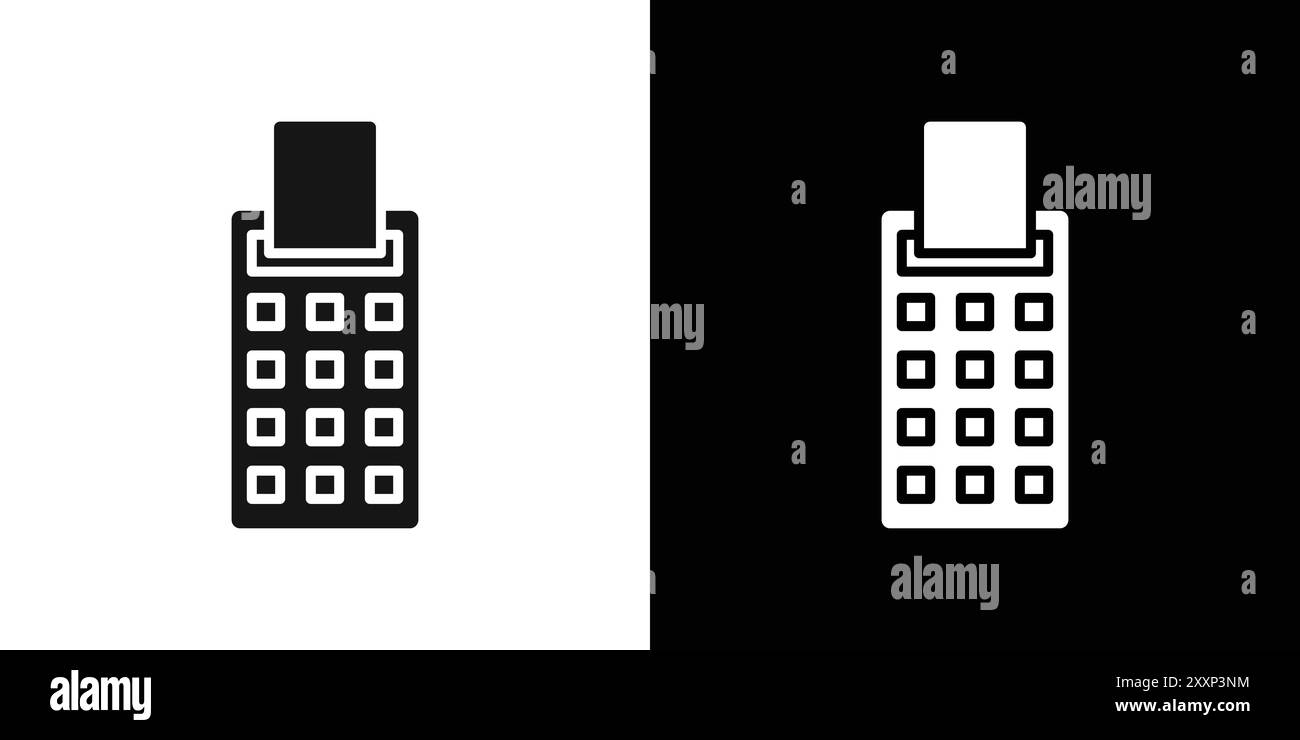 Payment terminal icon Black line art vector in black and white outline ...