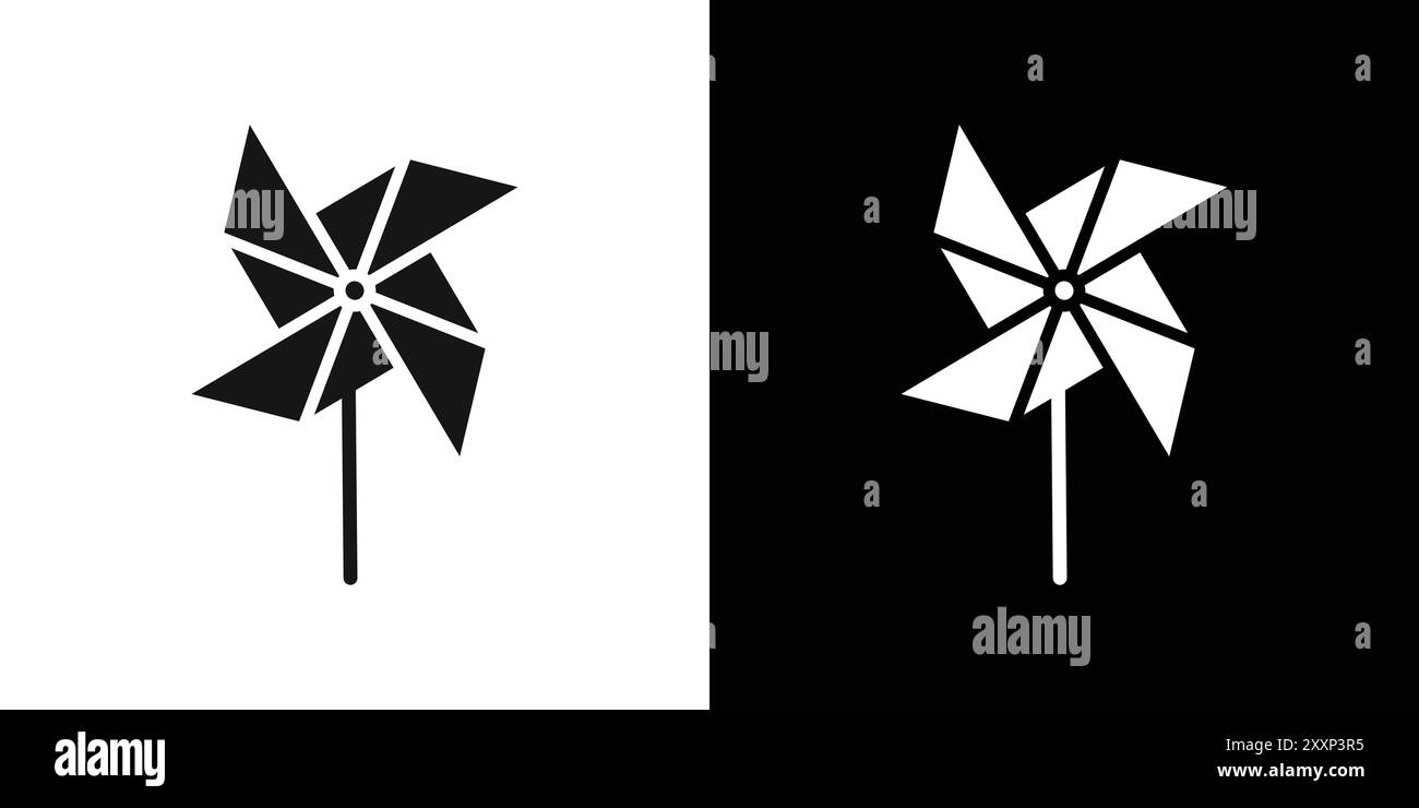 paper Windmill icon Black line art vector in black and white outline set collection sign Stock ...