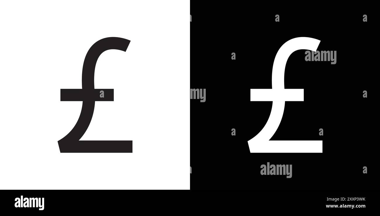 Pound icon Black line art vector in black and white outline set ...