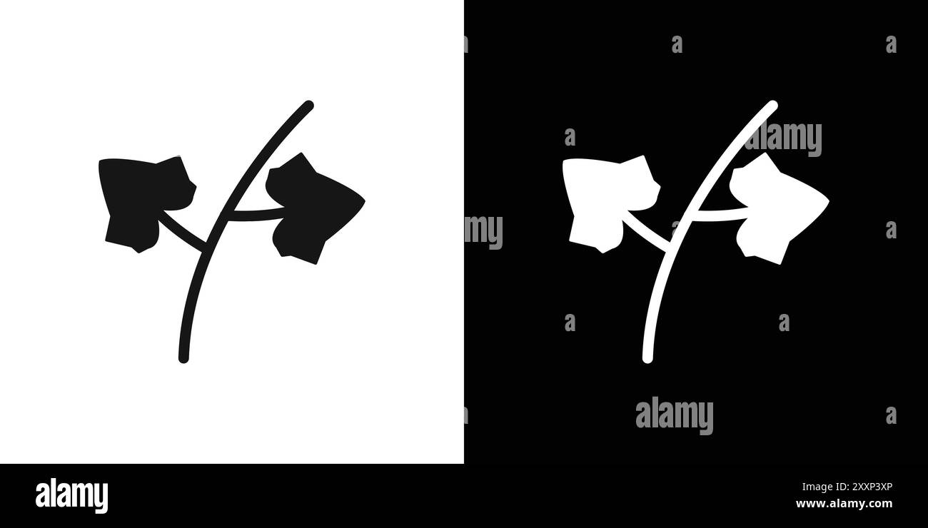 English ivy icon Black line art vector in black and white outline set ...