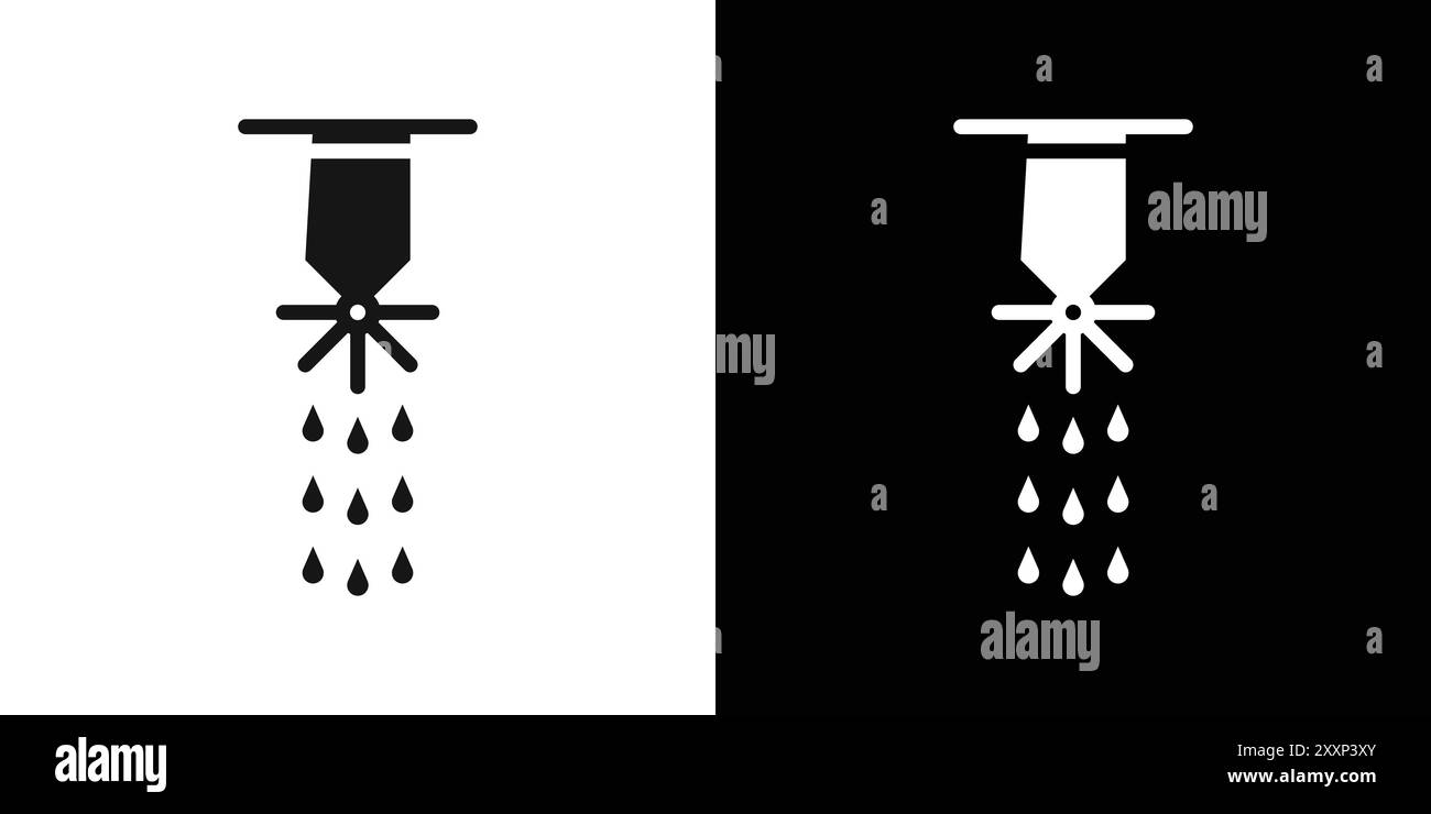 fire sprinkler icon Black line art vector in black and white outline set collection sign Stock ...