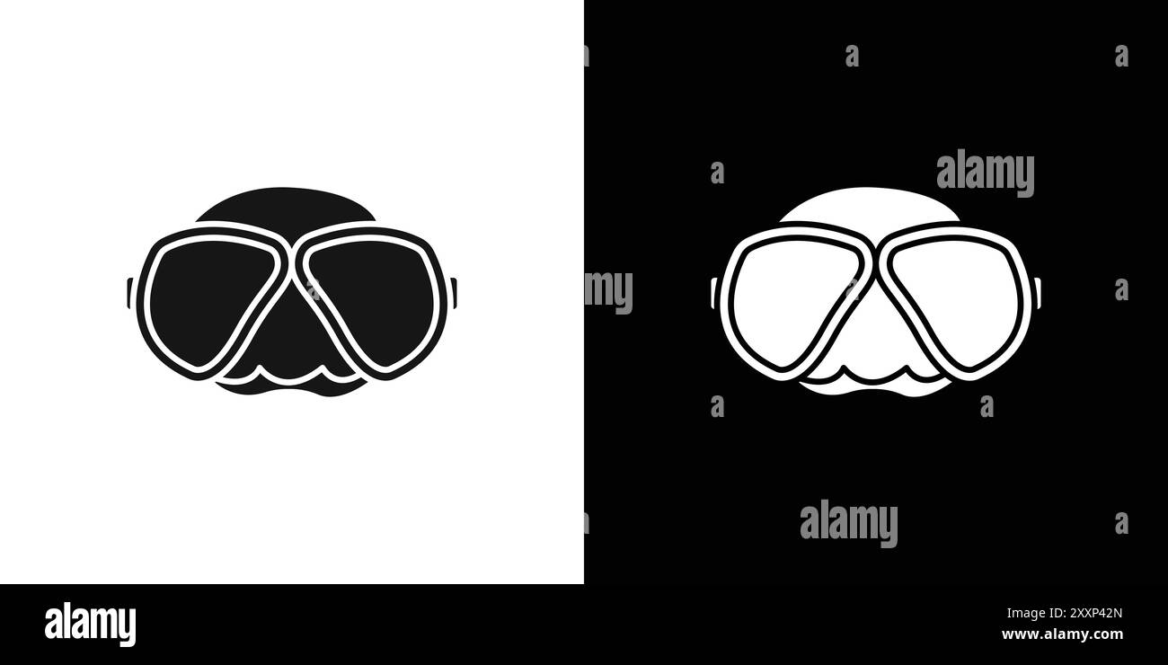 Diving mask icon Black line art vector in black and white outline set collection sign Stock ...