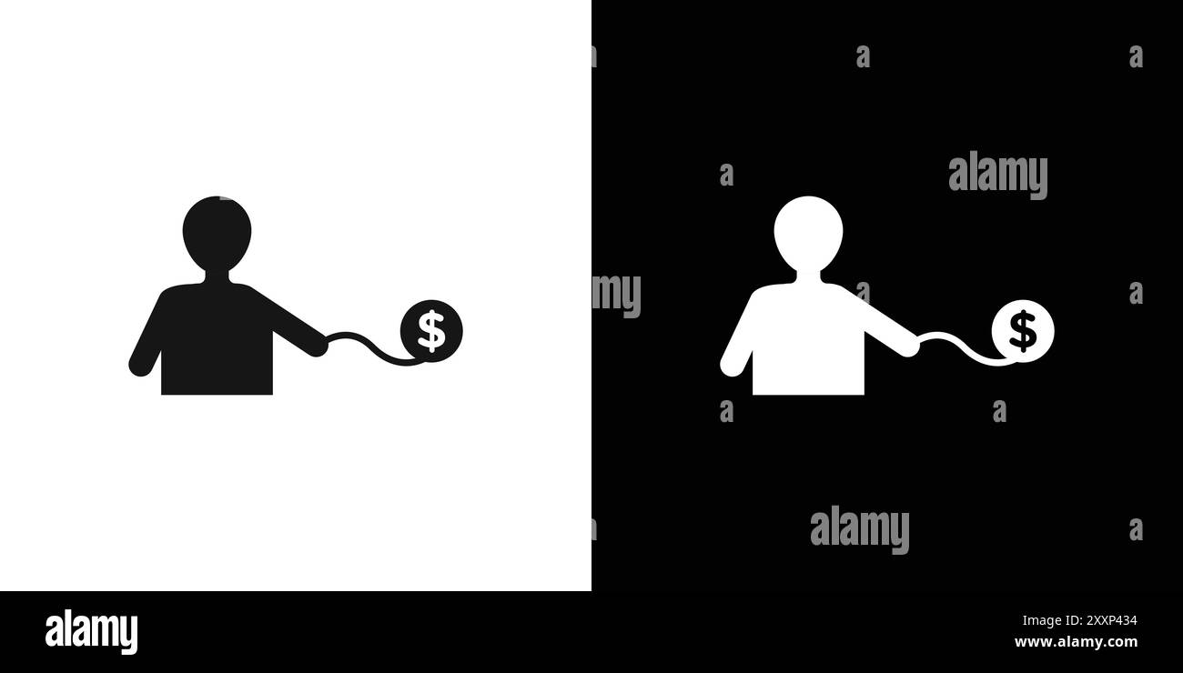 Debt holders icon Black line art vector in black and white outline set ...