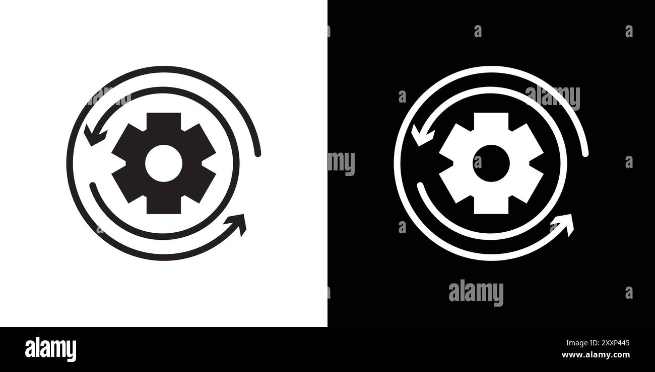 processing icon Black line art vector in black and white outline set ...