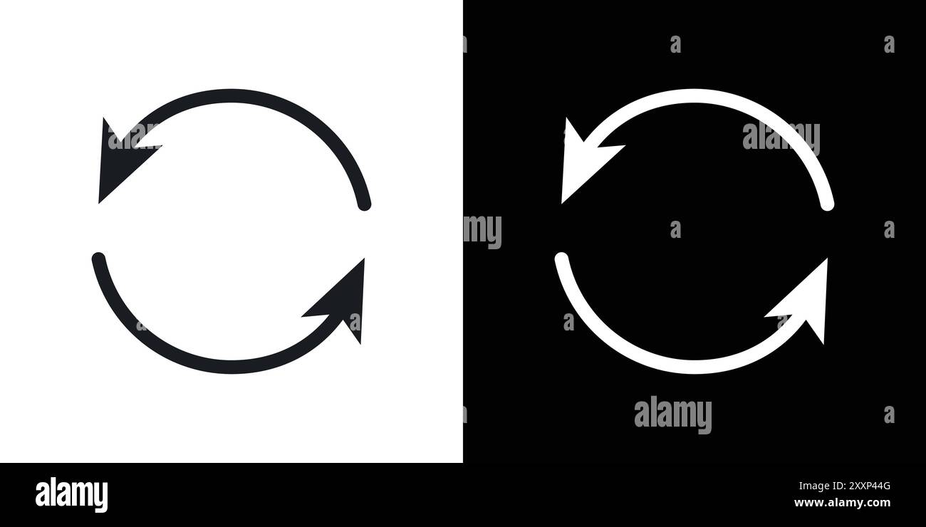 Refresh icon Black line art vector in black and white outline set ...