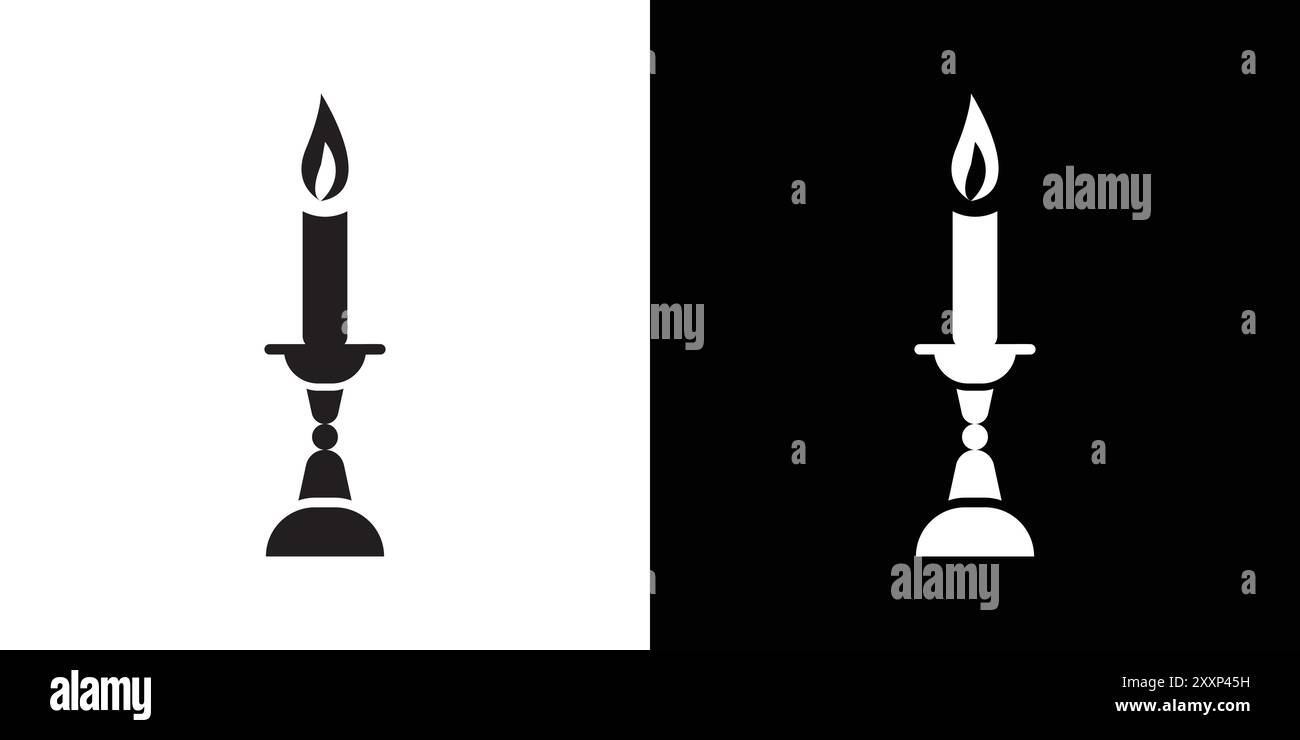 Shabbat candles icon Black line art vector in black and white outline ...