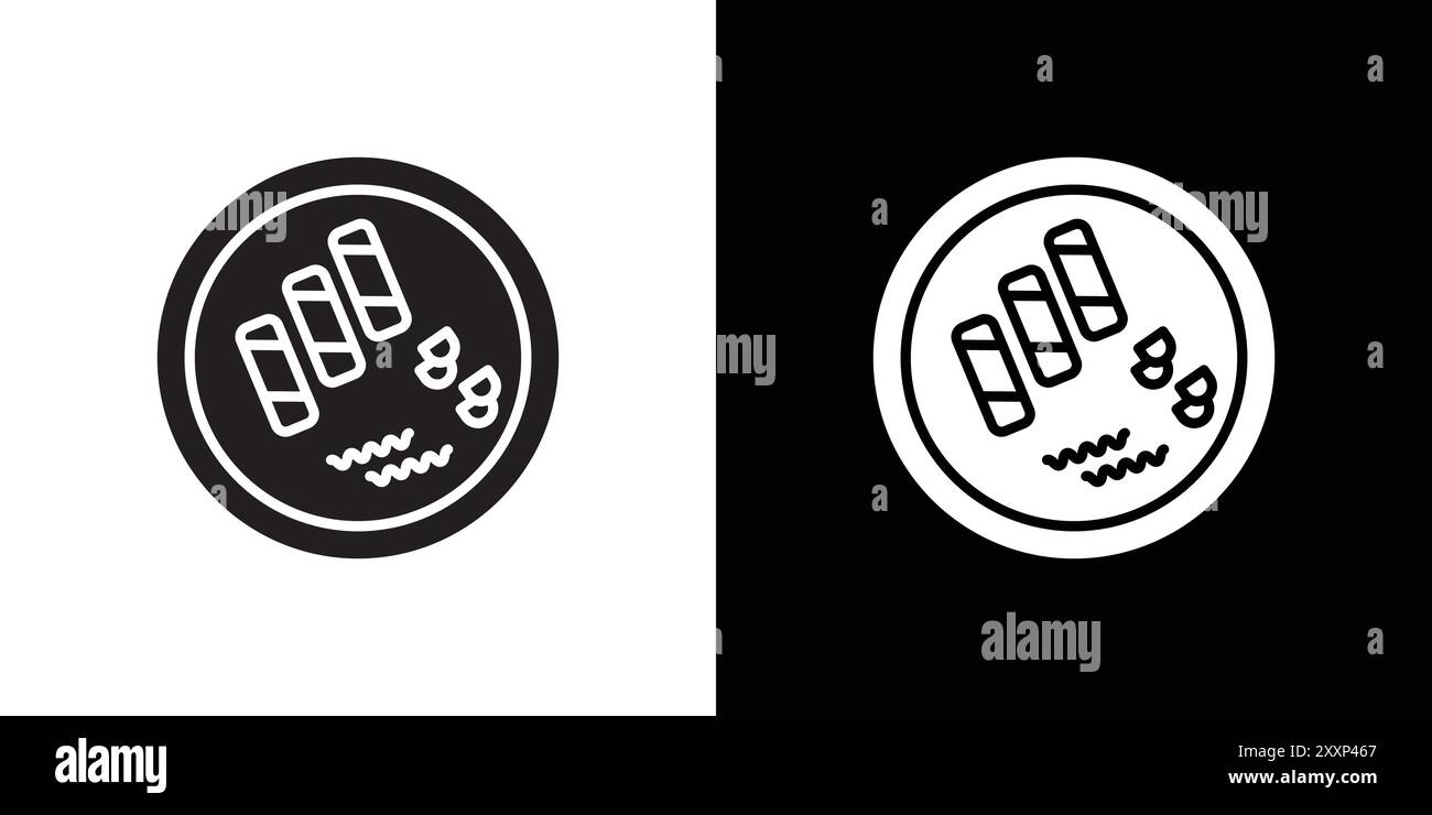 Popiah icon Black line art vector in black and white outline set ...