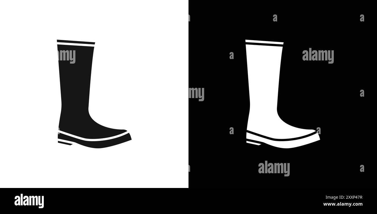 Fishing boots icon Black line art vector in black and white outline set collection sign Stock ...