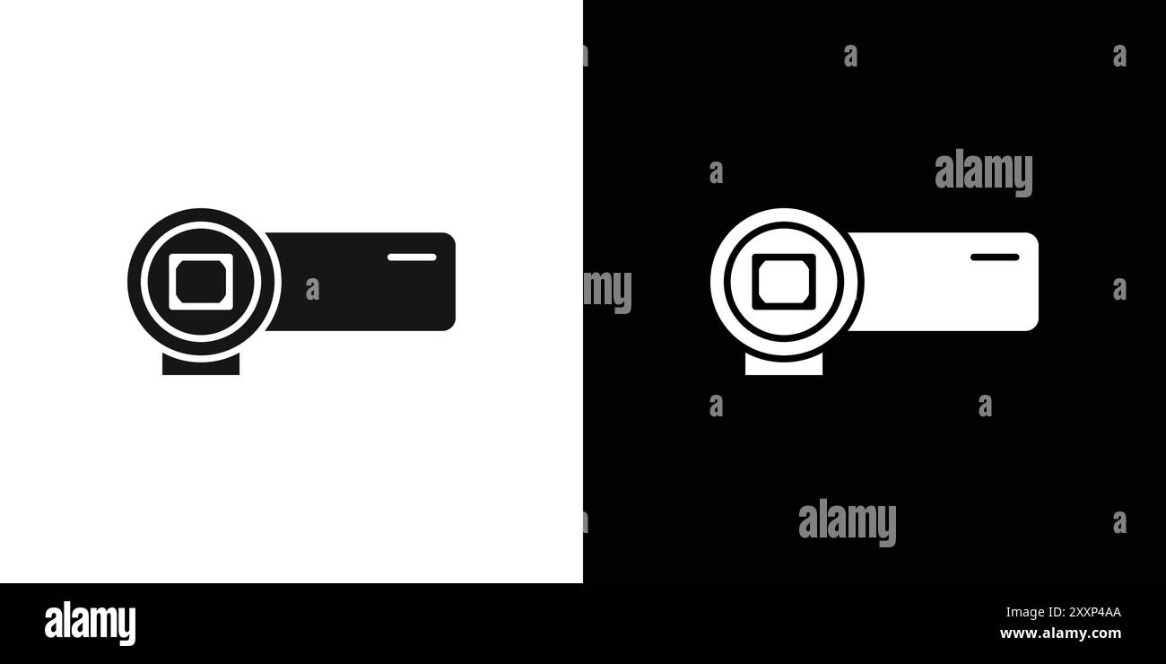 Handy Cam Icon Black line art vector in black and white outline set collection sign Stock Vector ...