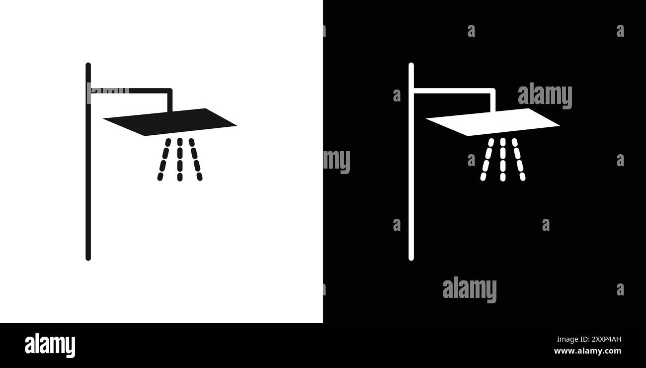 Shower icon Black line art vector in black and white outline set ...