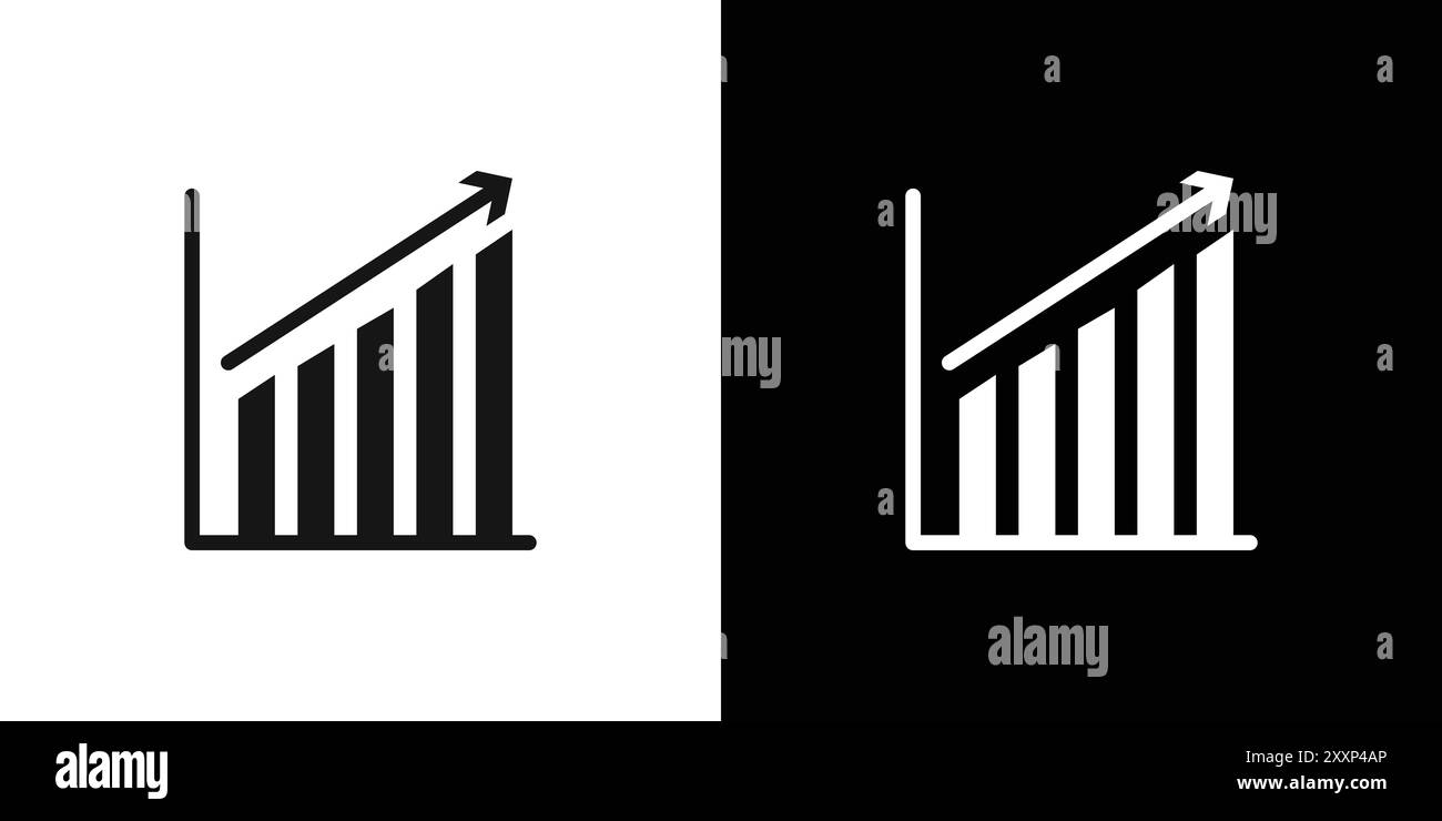 growth arrow bars icon Black line art vector in black and white outline ...