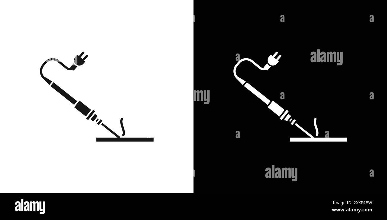 Soldering iron icon Black line art vector in black and white outline ...