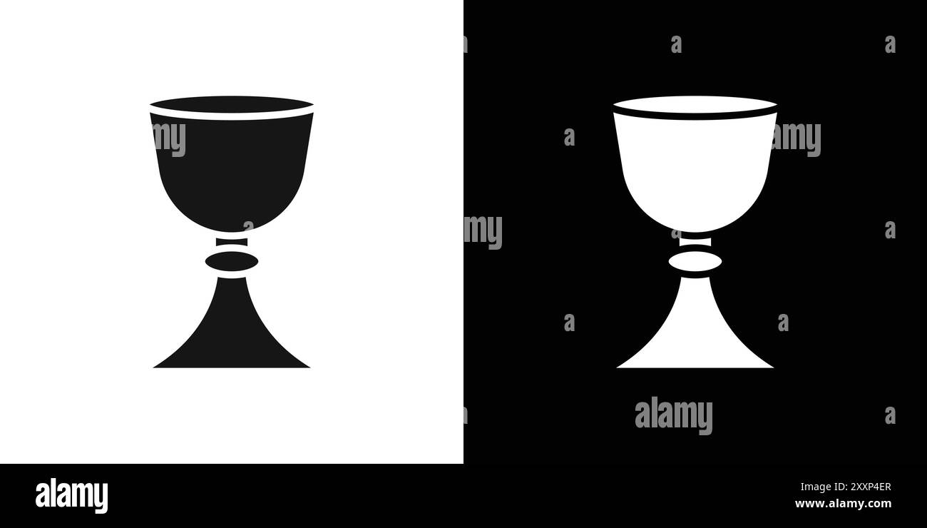 Holy chalice icon Black line art vector in black and white outline set collection sign Stock ...