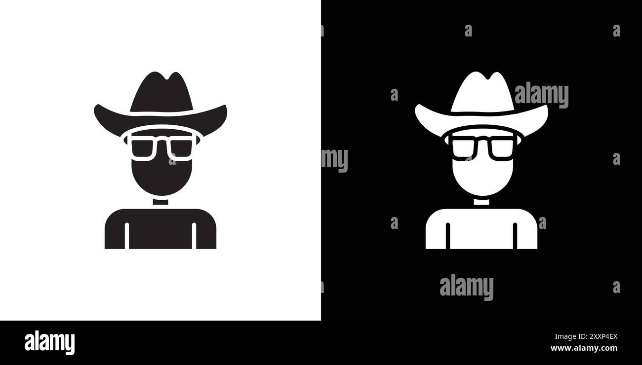 Secret agent icon Black line art vector in black and white outline set ...