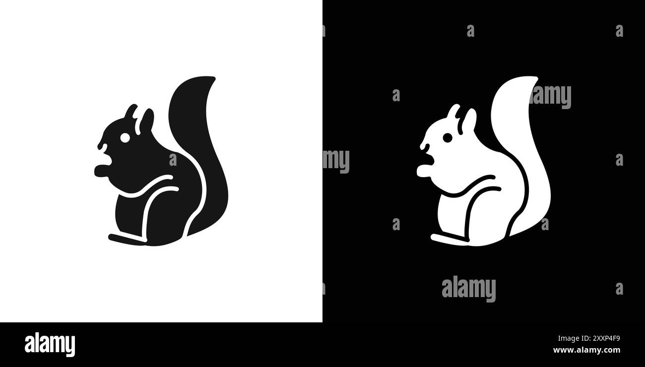 squirrel icon Black line art vector in black and white outline set ...