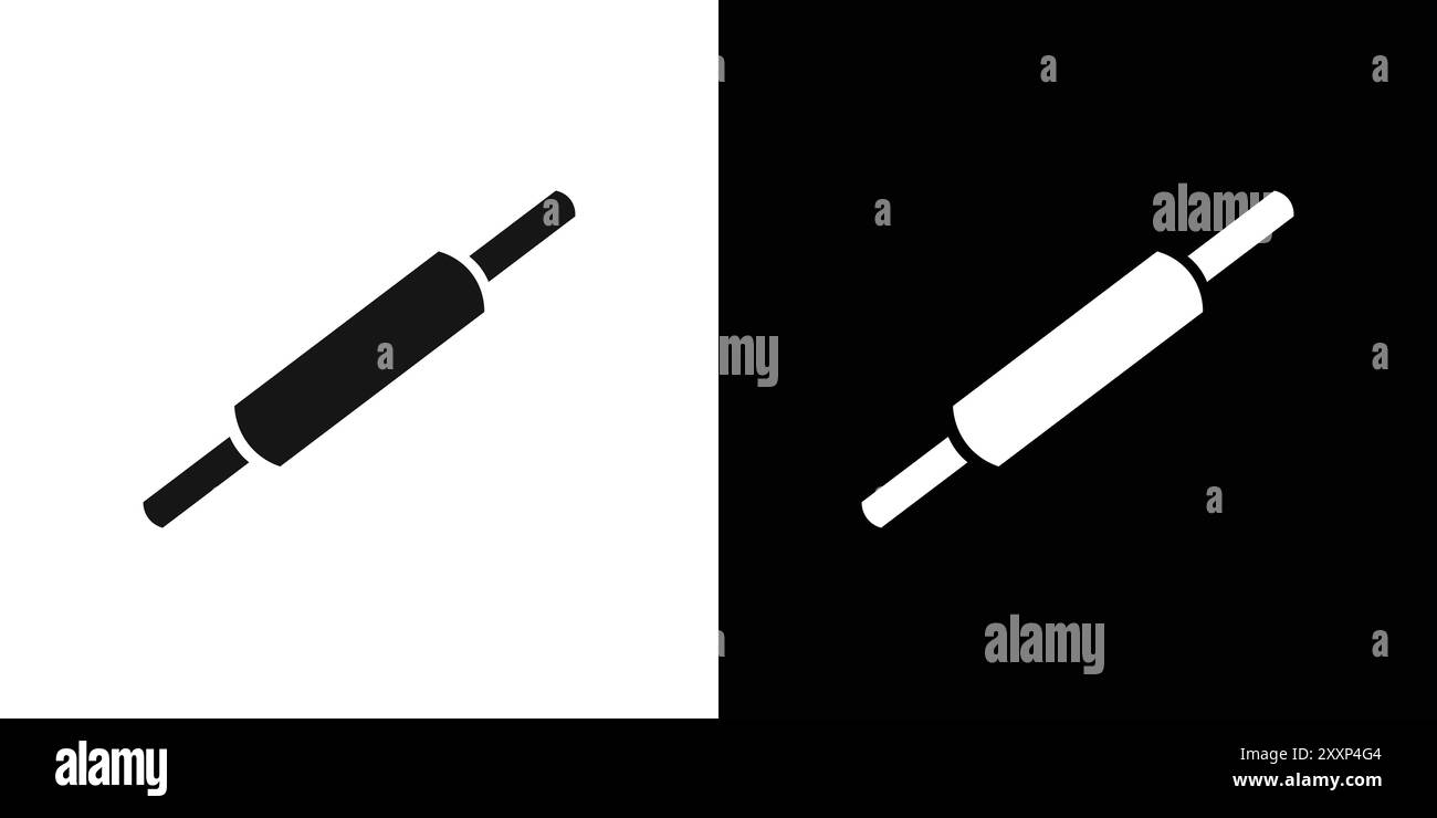 rolling pin icon Black line art vector in black and white outline set collection sign Stock ...
