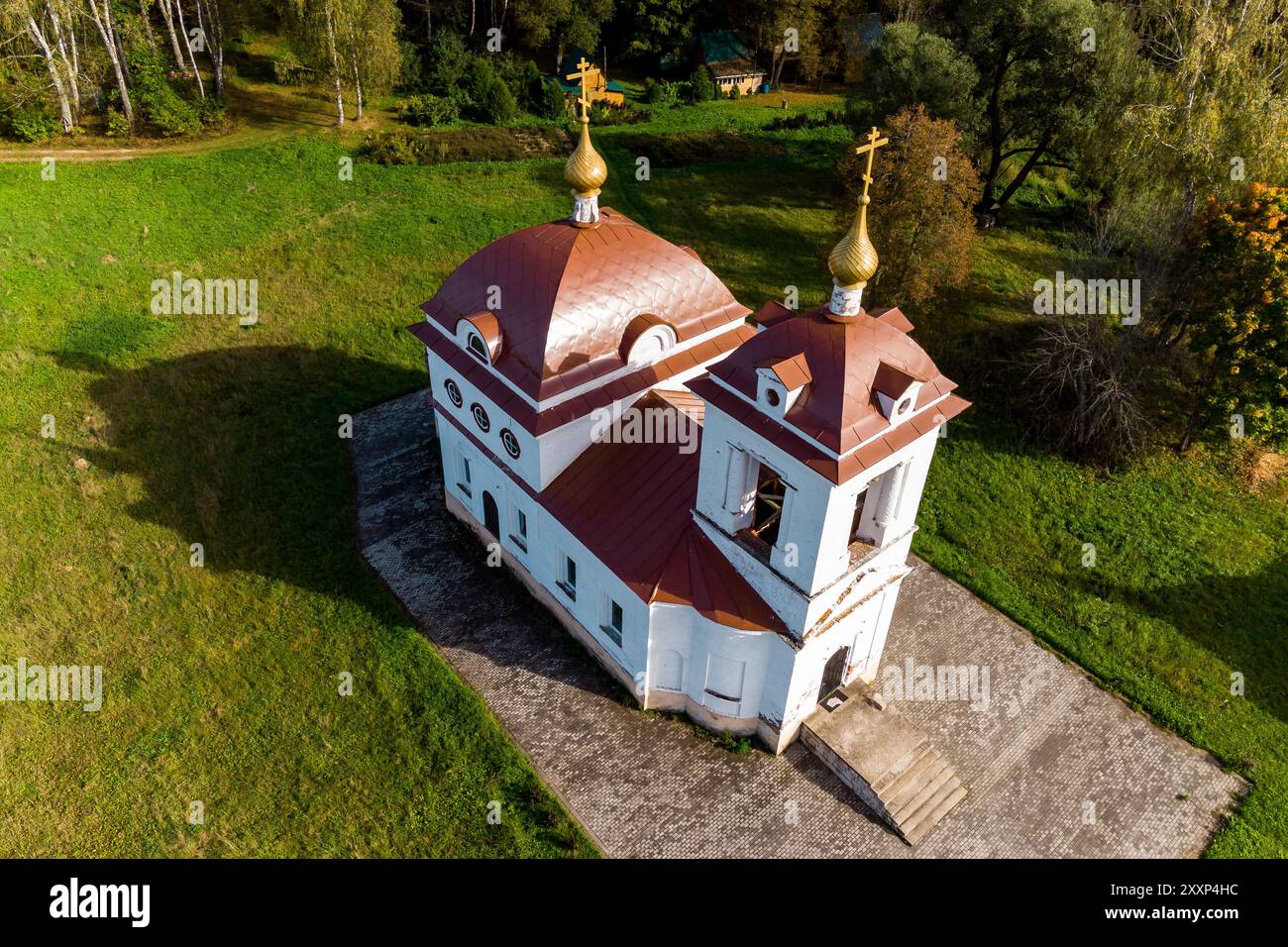 Aerial view of the Orthodox Church of the Nativity of John the Baptist ...