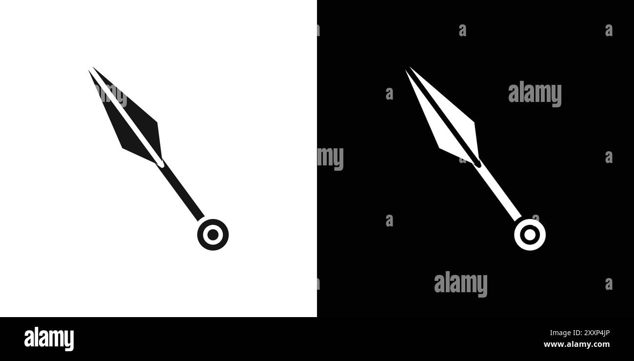 Kunai throwing knife icon Black line art vector in black and white outline set collection sign ...