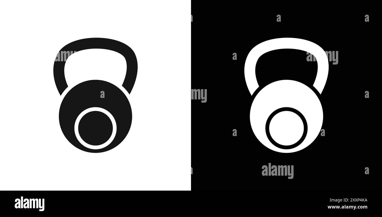 kettlebell icon Black line art vector in black and white outline set ...