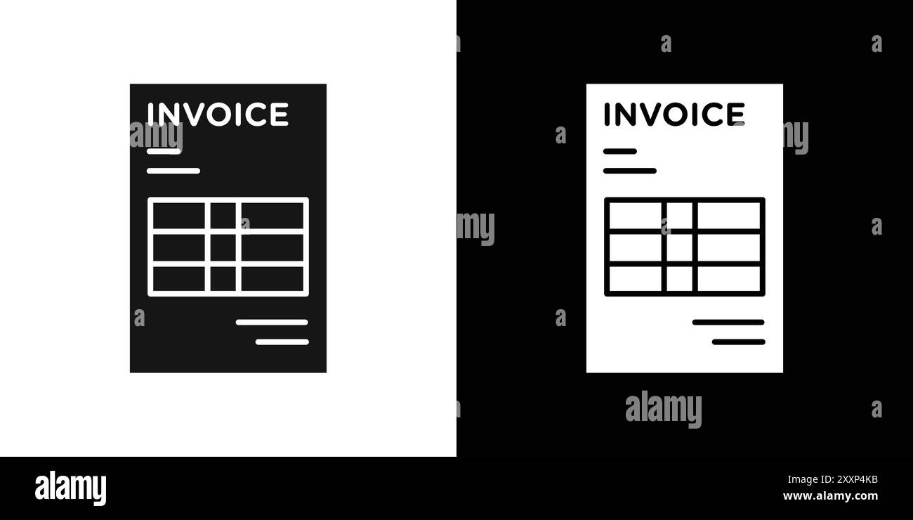 Invoice icon Black line art vector in black and white outline set ...