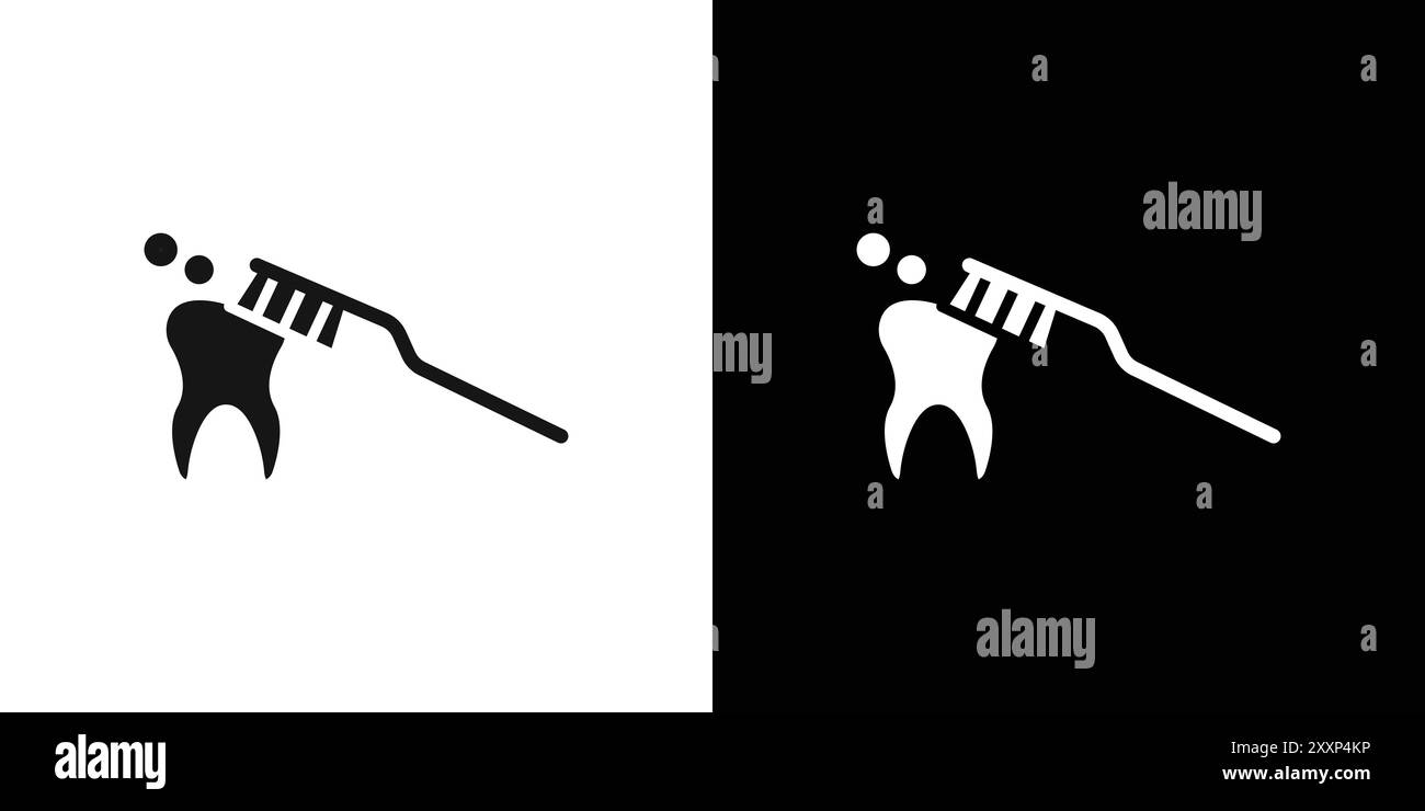 Teeth cleaning icon Black line art vector in black and white outline ...