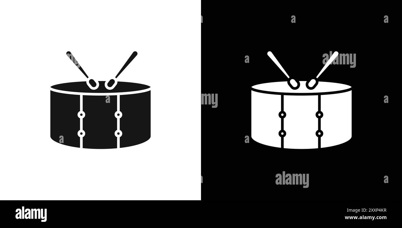 Snare Drum icon Black line art vector in black and white outline set ...