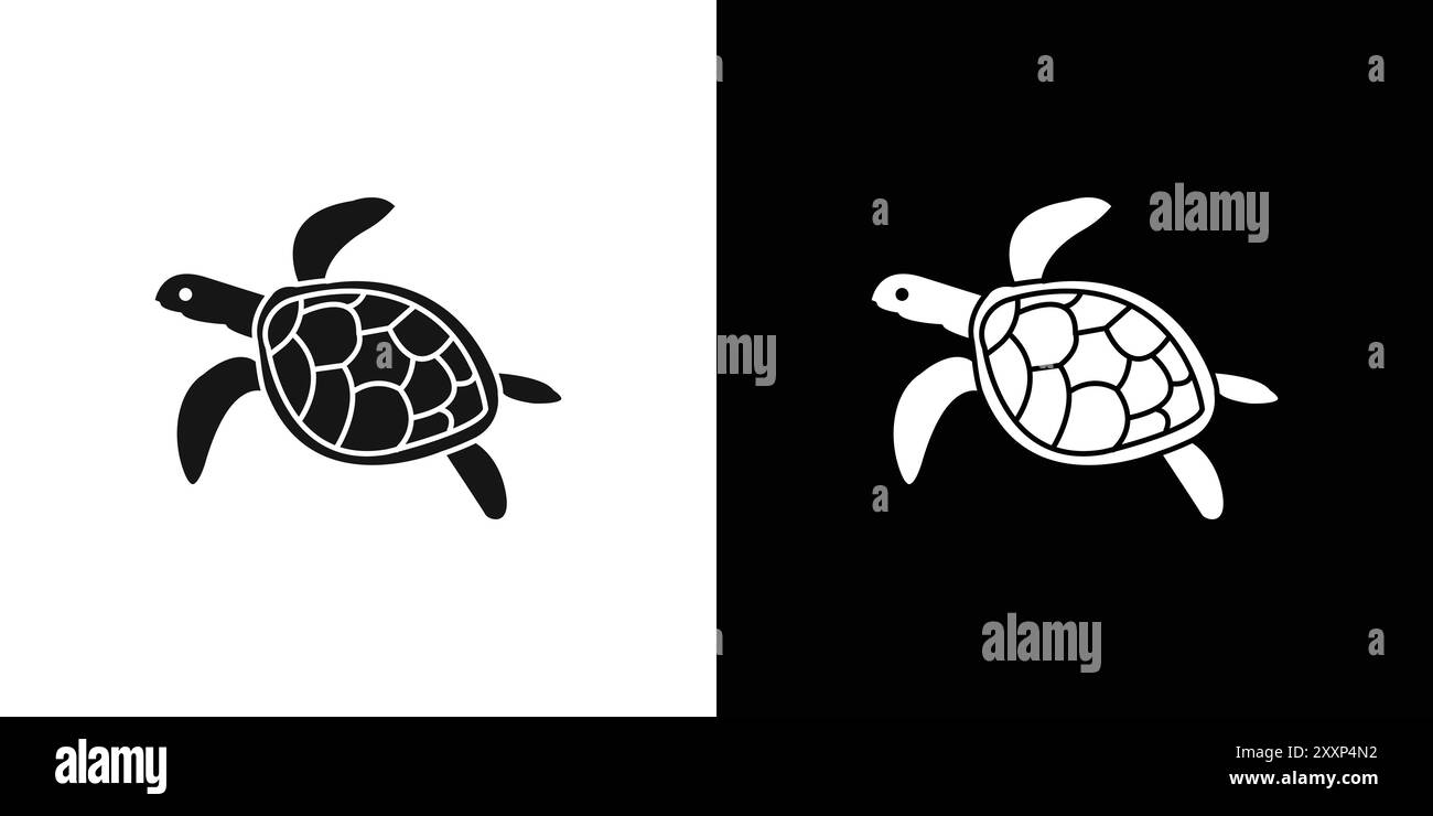 turtle icon Black line art vector in black and white outline set ...