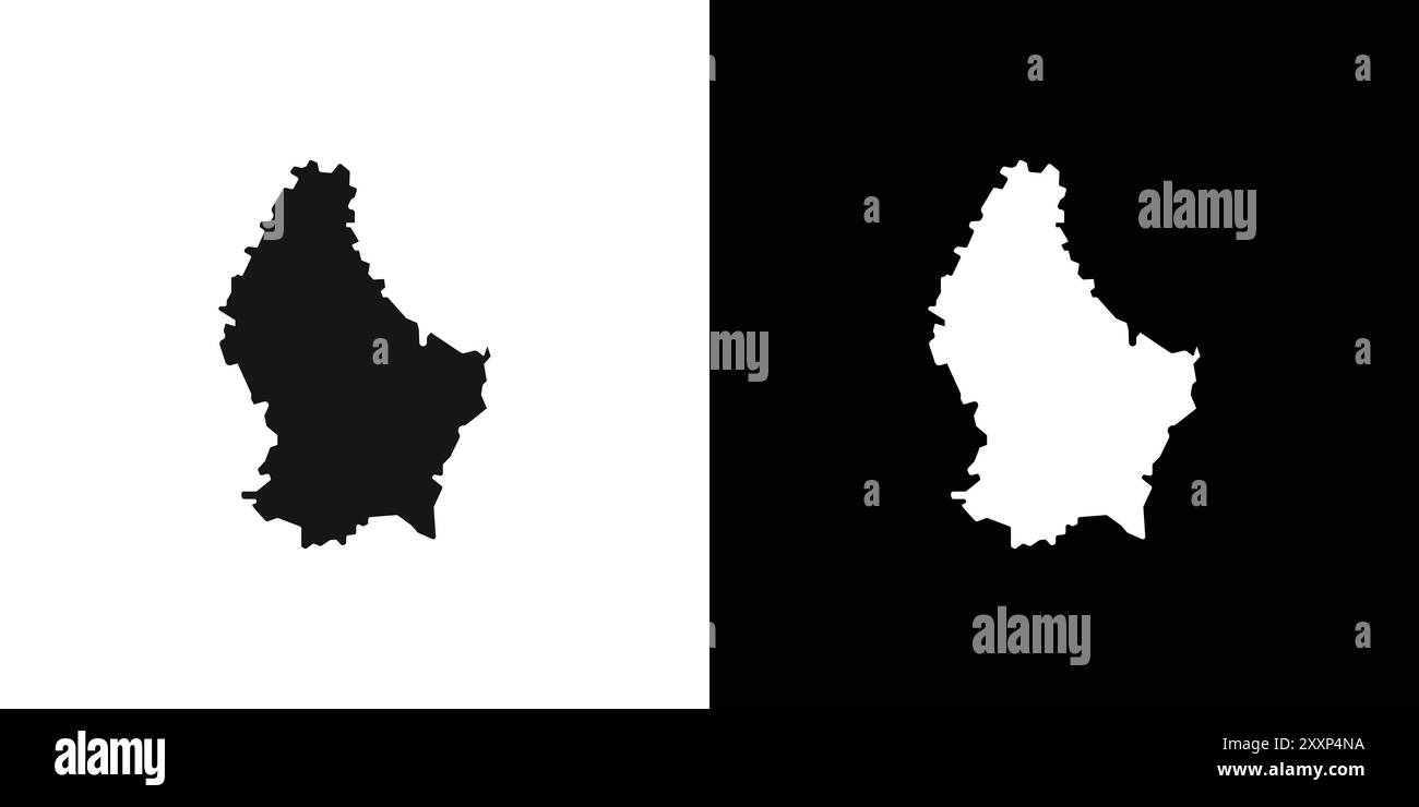 Luxembourg country map icon Black line art vector in black and white ...