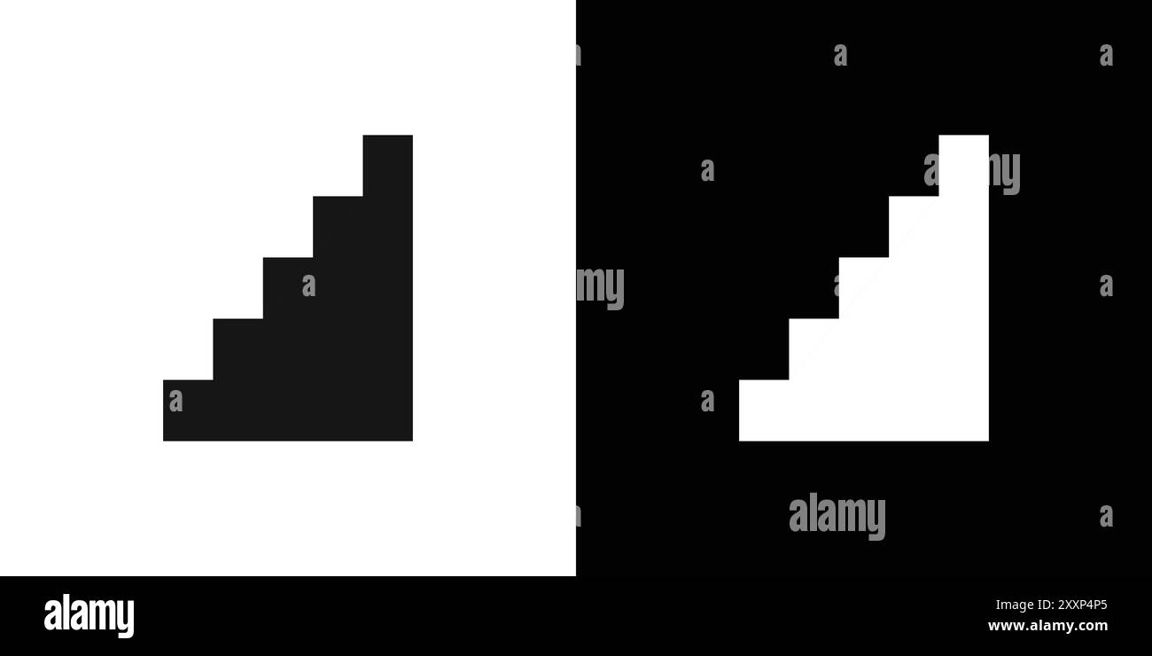 stairs icon Black line art vector in black and white outline set ...