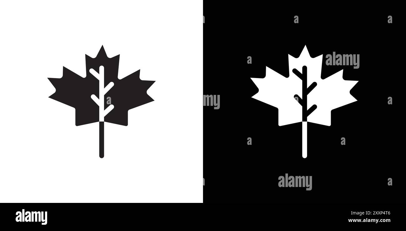 Maple leaf icon Black line art vector in black and white outline set ...