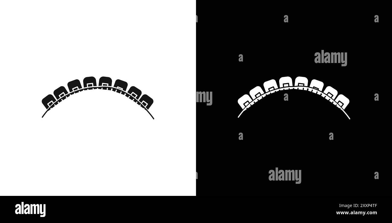 lingual braces icon Black line art vector in black and white outline set collection sign Stock ...