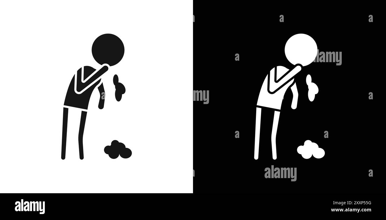 Nausea icon Black line art vector in black and white outline set ...